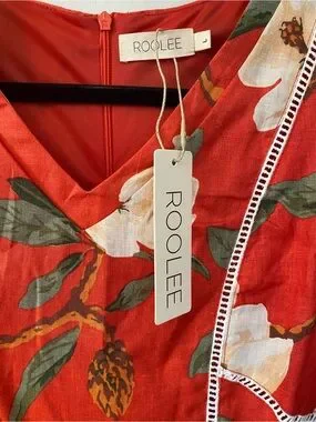 Roolee | Dresses | Roolee Womens Red Floral Magnolia Linen Dress | Poshmark